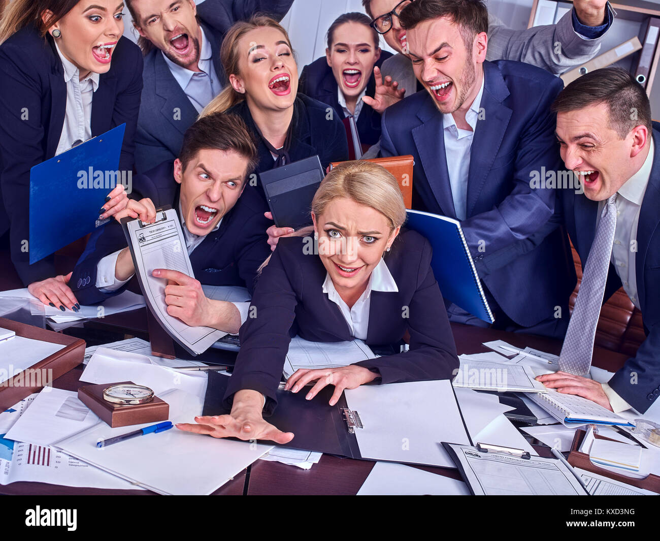 Business people office. Team people are unhappy with their leader Stock ...