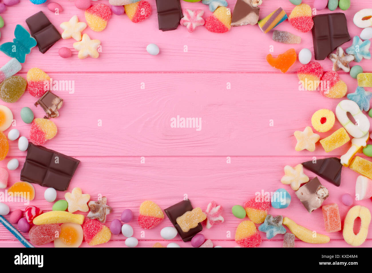 Frame from candies and copy space Stock Photo - Alamy