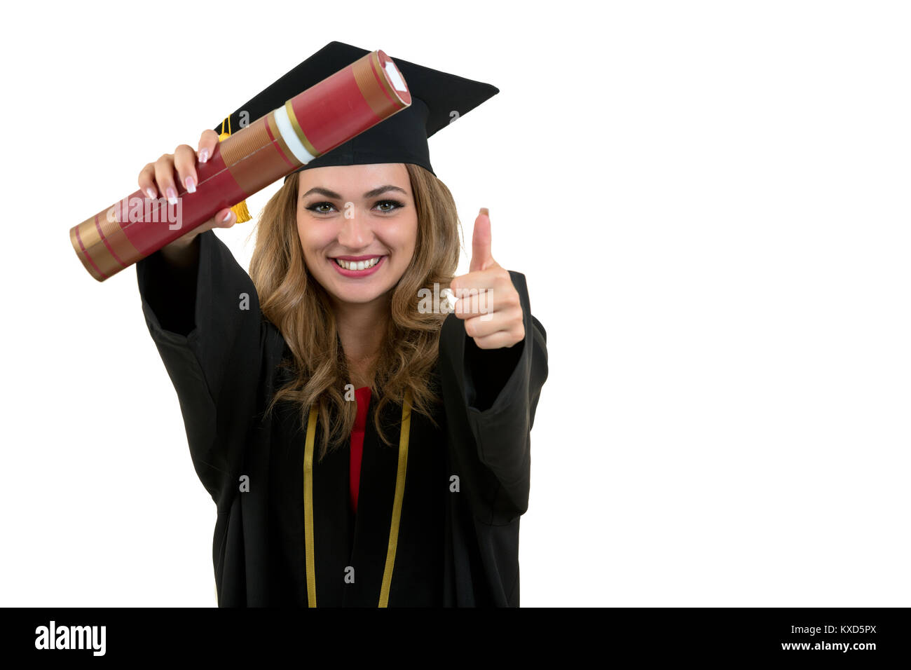 Full isolated studio picture from a young graduation woman Stock Photo ...