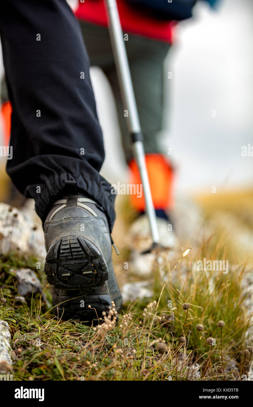 Mountain hiking. Lens flare, shallow depth of field Stock Photo - Alamy
