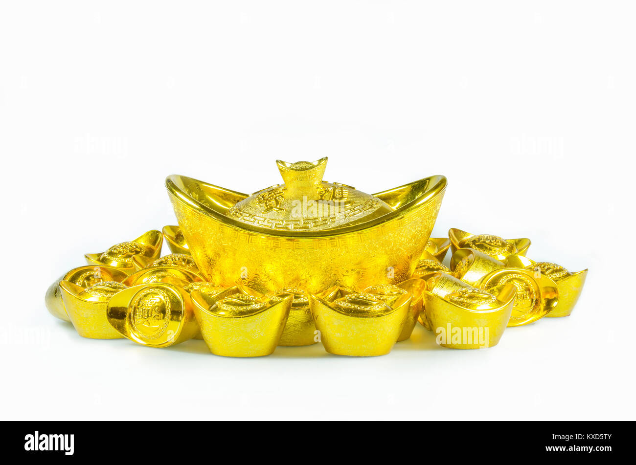 Chinese gold ingots (Foreign text means blessing,rich and luck ...