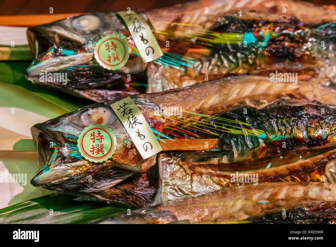 Japanese Grilled Fish in plastic packs KYOTO, JAPAN - OCTOBER 23 ...