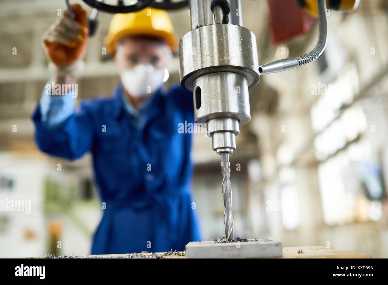 Female Factory Worker Operating Boring Mill at Factory Stock Photo - Alamy