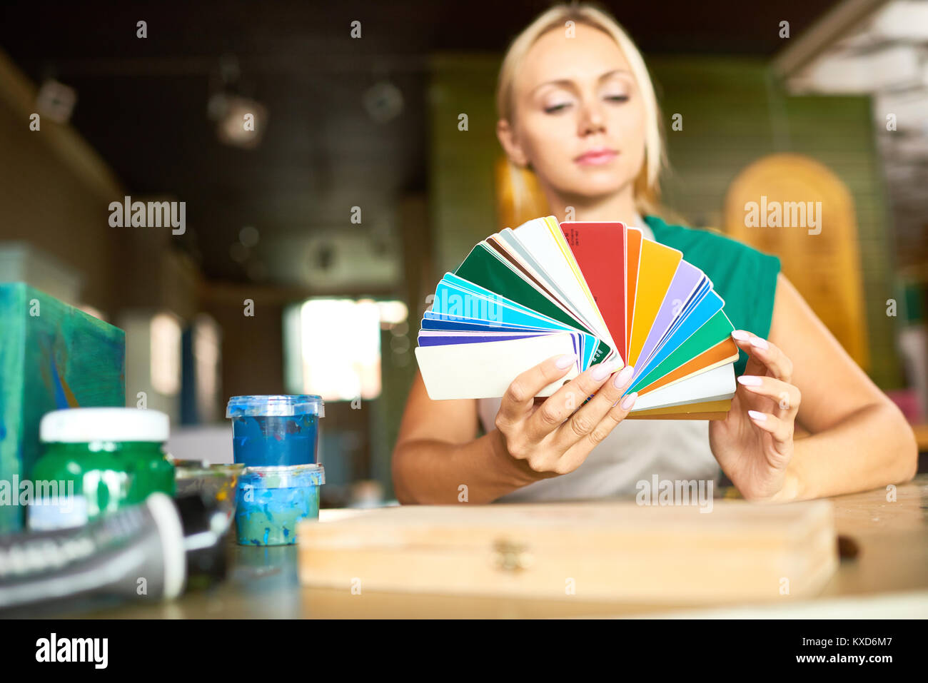 Interior Designer Choosing Color Palette Stock Photo - Alamy