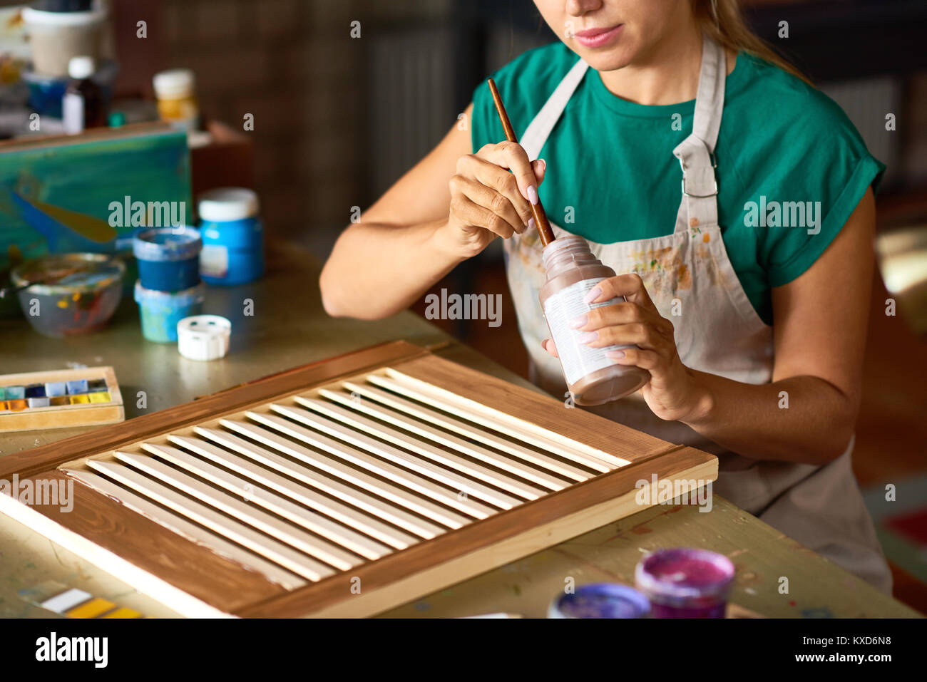 Young Woman Enjoying Crafting Stock Photo - Alamy