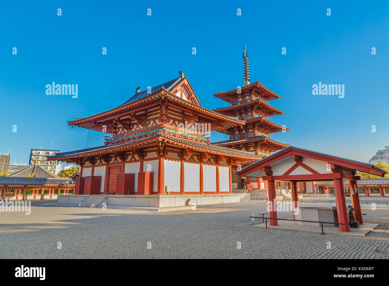 Shitennoji Temple in Osaka, Japan OSAKA, JAPAN - OCTOBER 24: Shitennoji ...