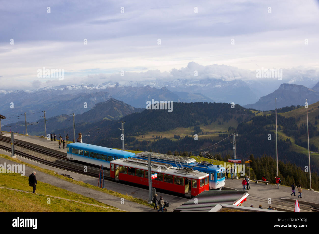Mt. Rigi, Switzerland - Oct 24, 2016 : Train stop at Mount Rigi station ...