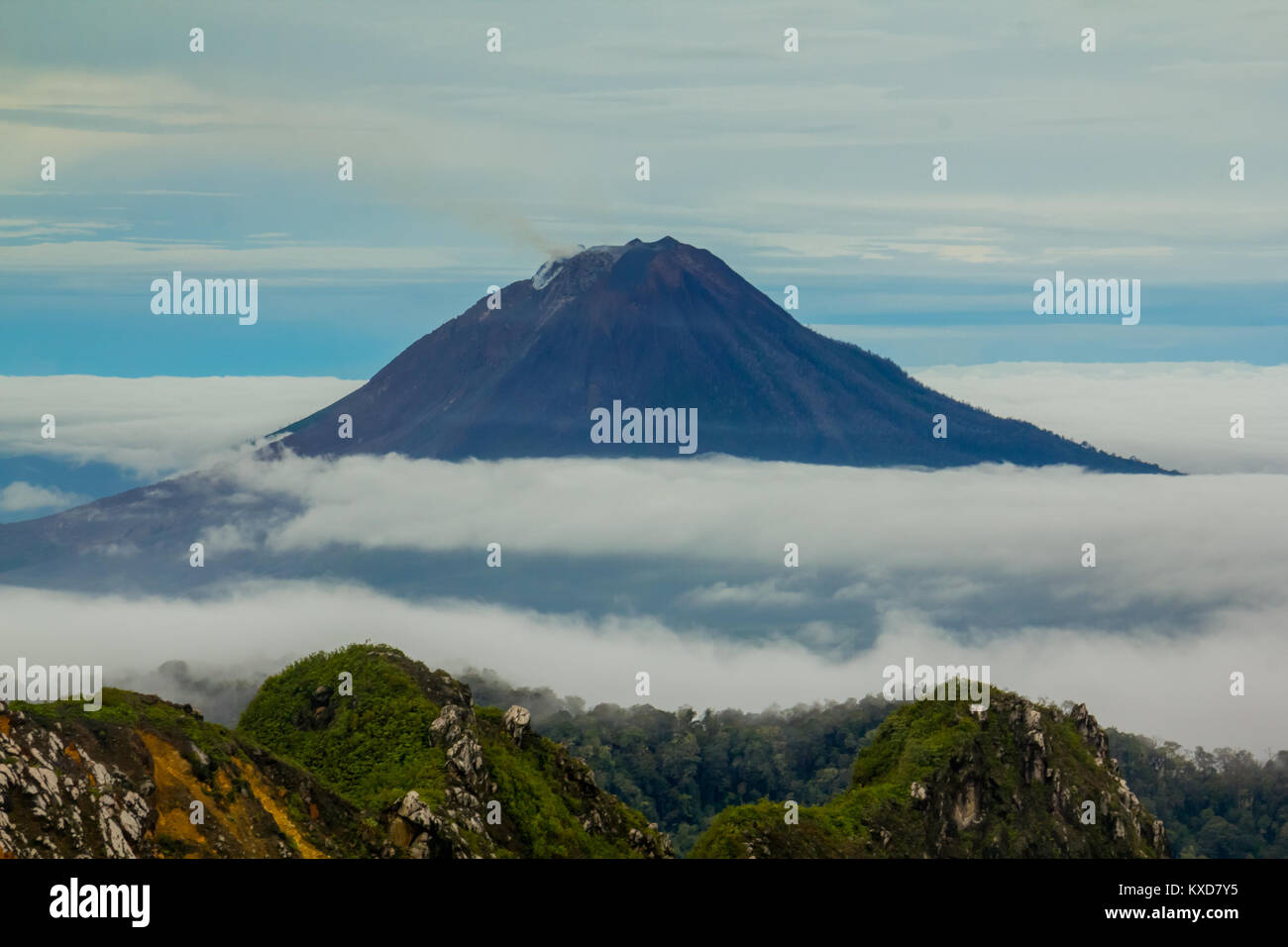 Gunung Sinabung Volcano, View from Mount Sibayak, Medan, Indonesia ...