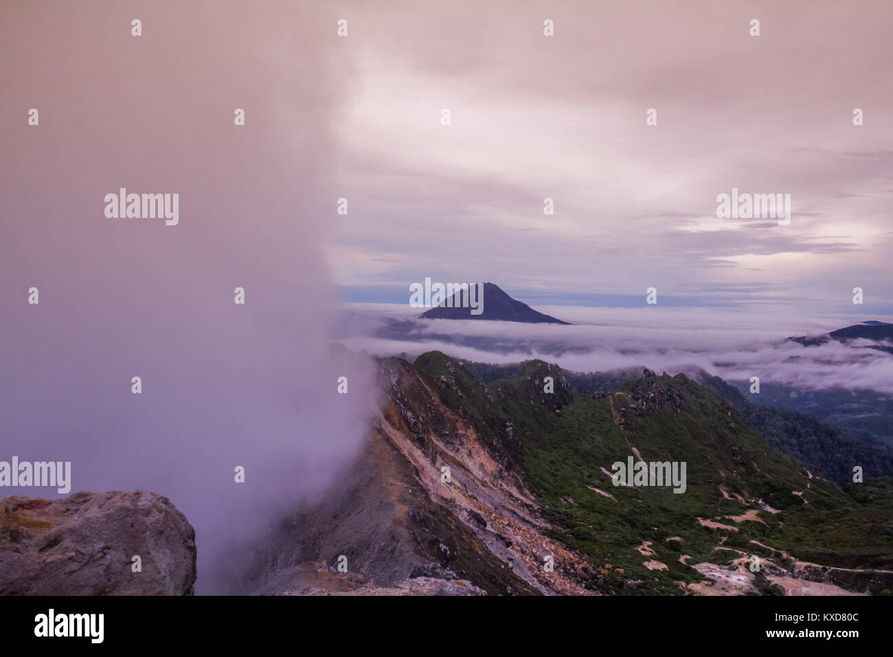 Gunung Sinabung Volcano, View from Mount Sibayak, Medan, Indonesia ...