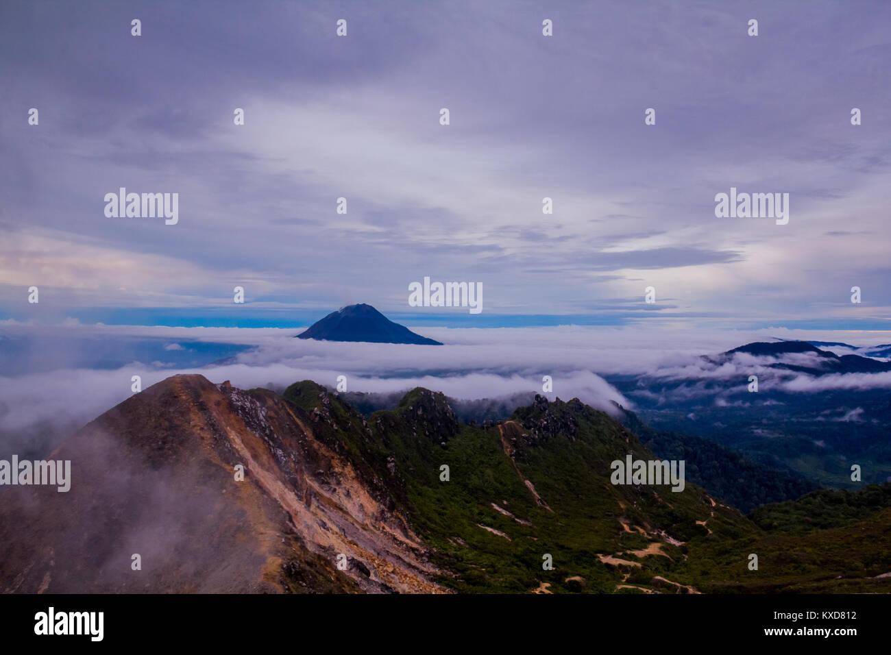 Gunung Sinabung Volcano, View from Mount Sibayak, Medan, Indonesia ...