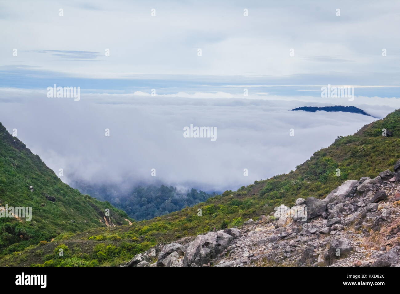 Gunung Sinabung Volcano, View from Mount Sibayak, Medan, Indonesia ...