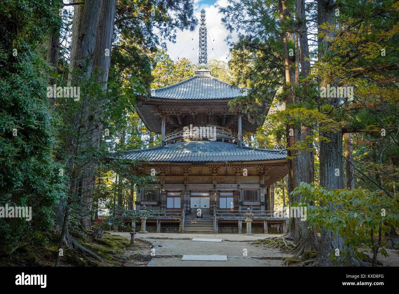 Saito (western Stupa) at Danjo Garan Temple in Koyasan area in Wakayama ...