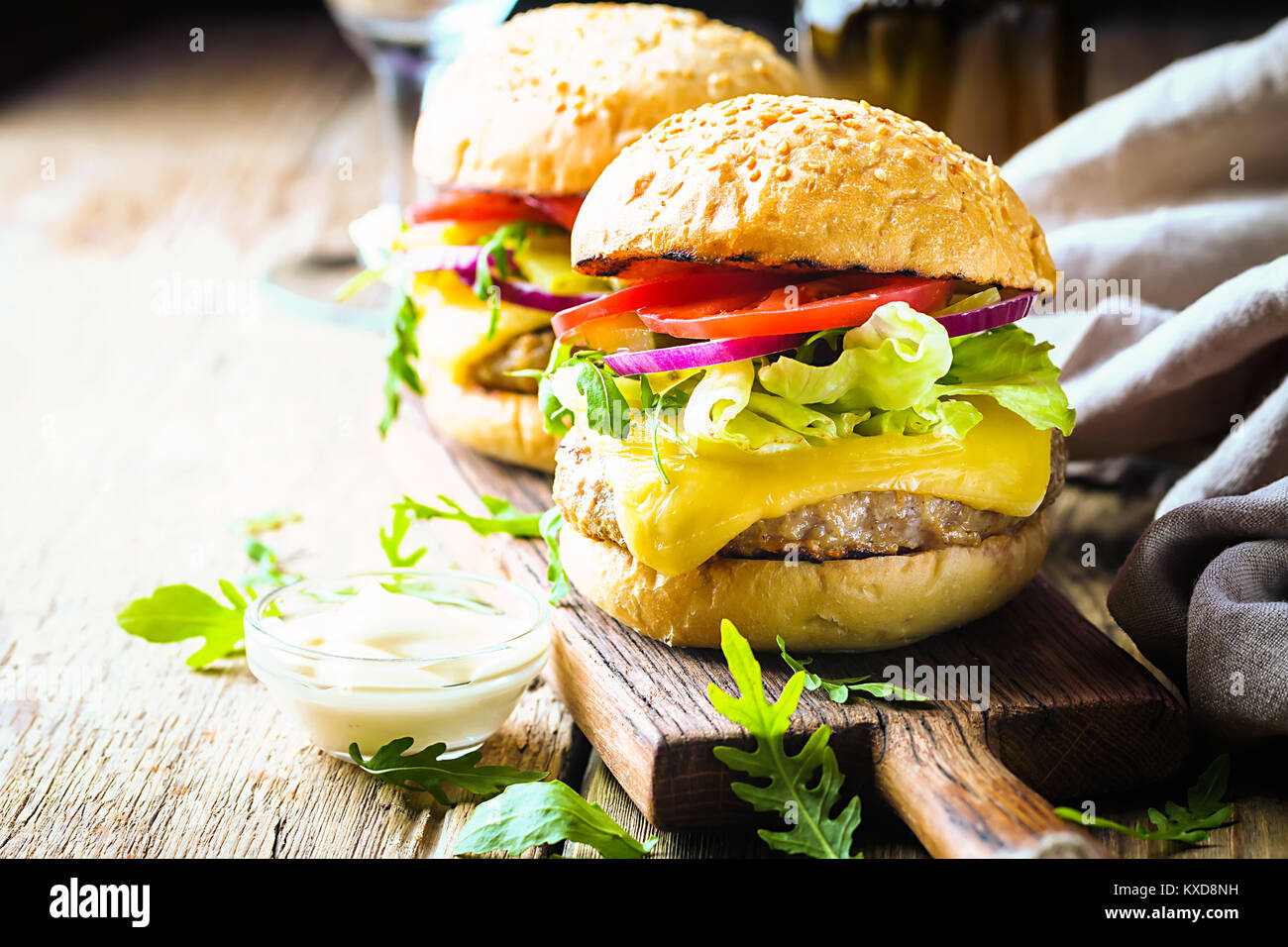 Classic beef burger Stock Photo - Alamy
