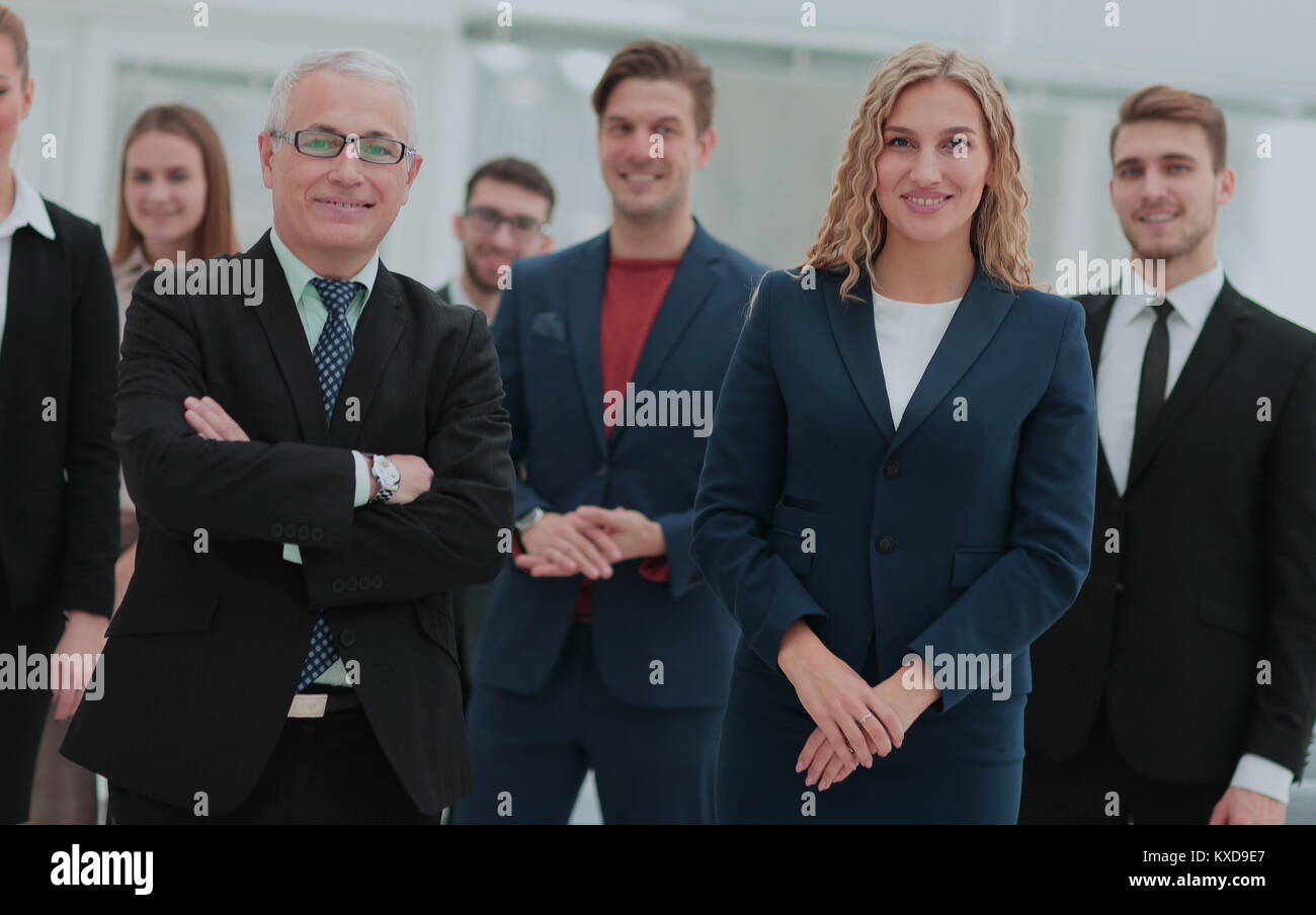 The team of the successful people with their boss Stock Photo - Alamy