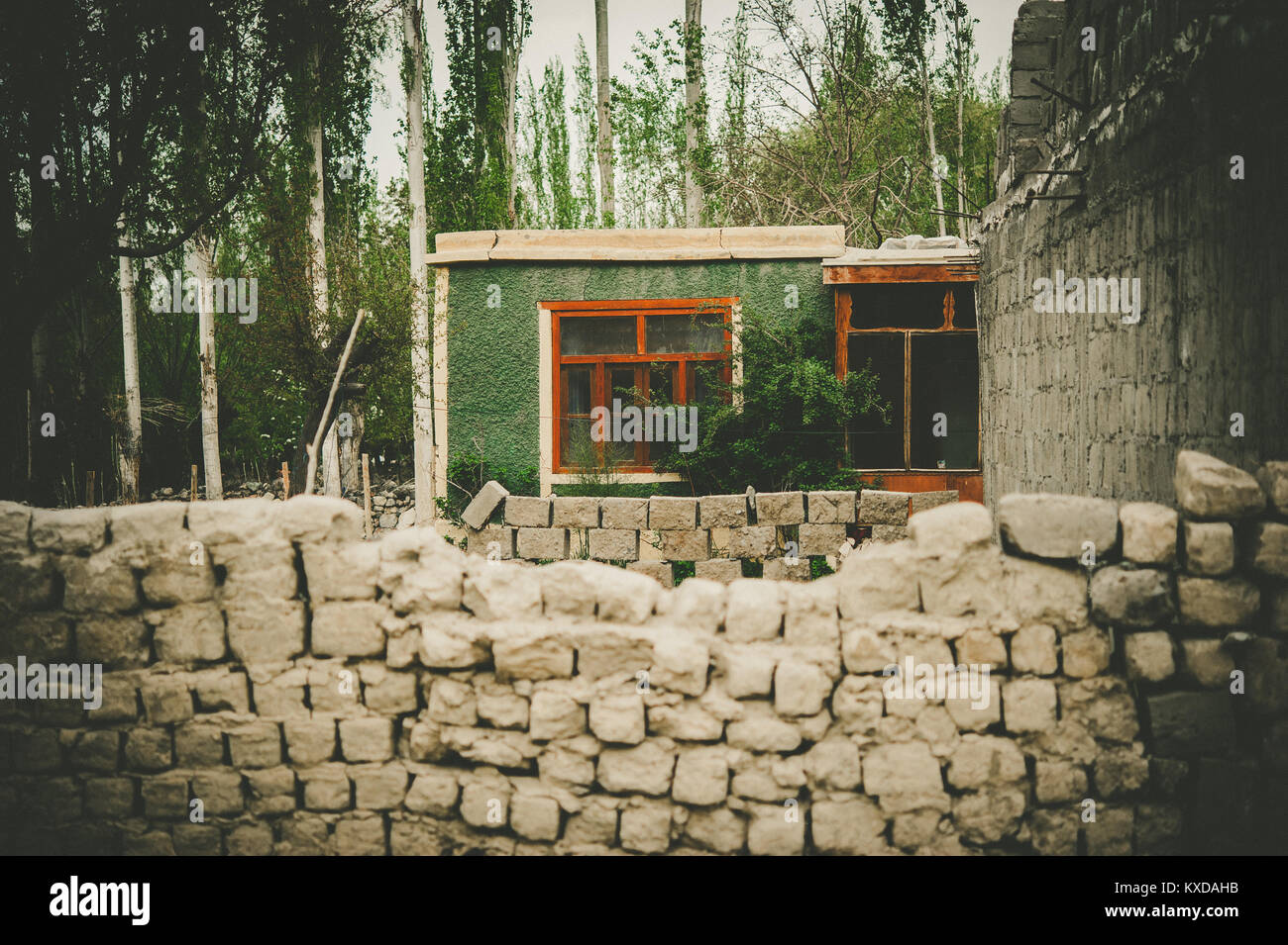 stone wall in the Village of Northern Pakistan Stock Photo - Alamy