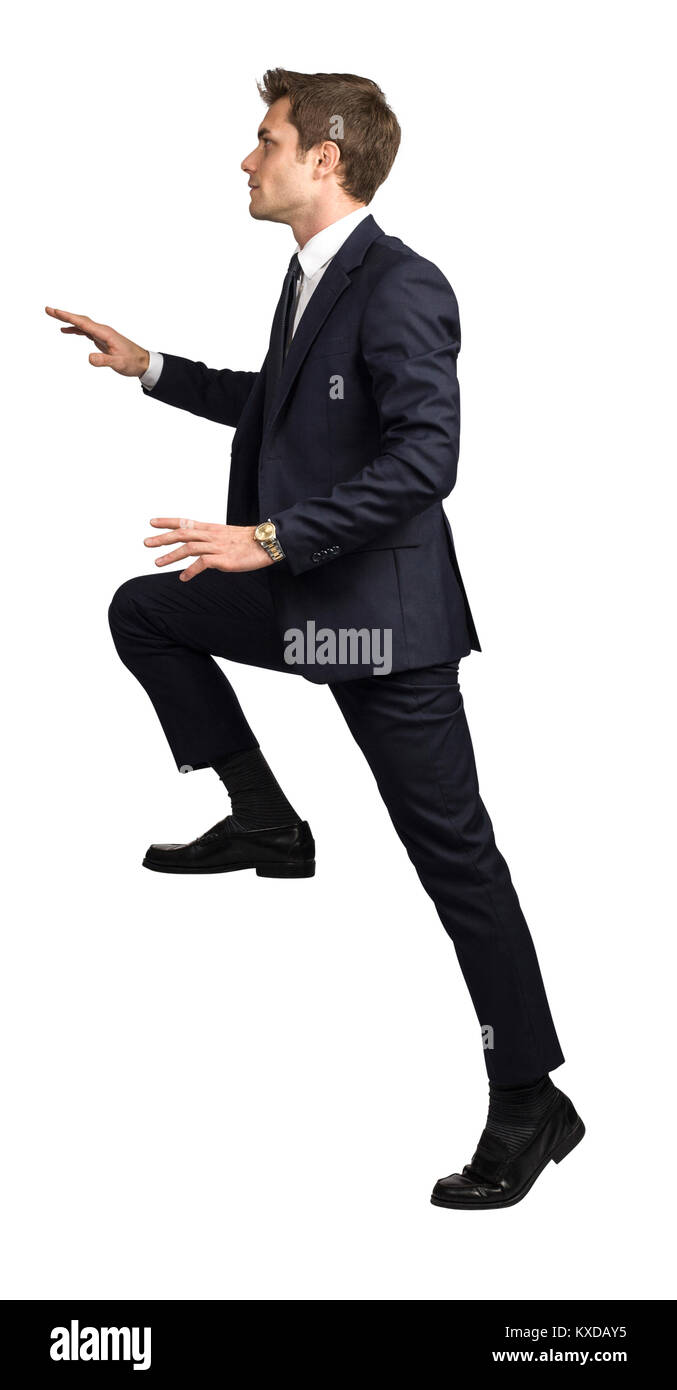 businessman step up pose isolated on white background Stock Photo - Alamy