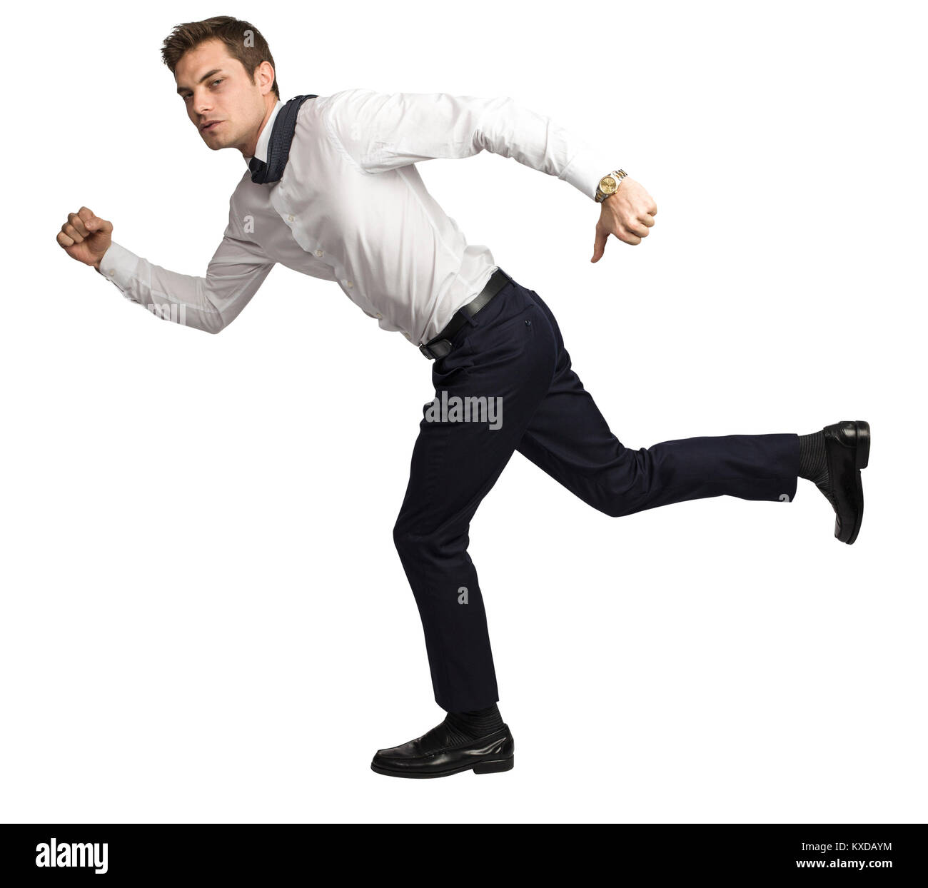 running businessman side view isolated on white background Stock Photo ...