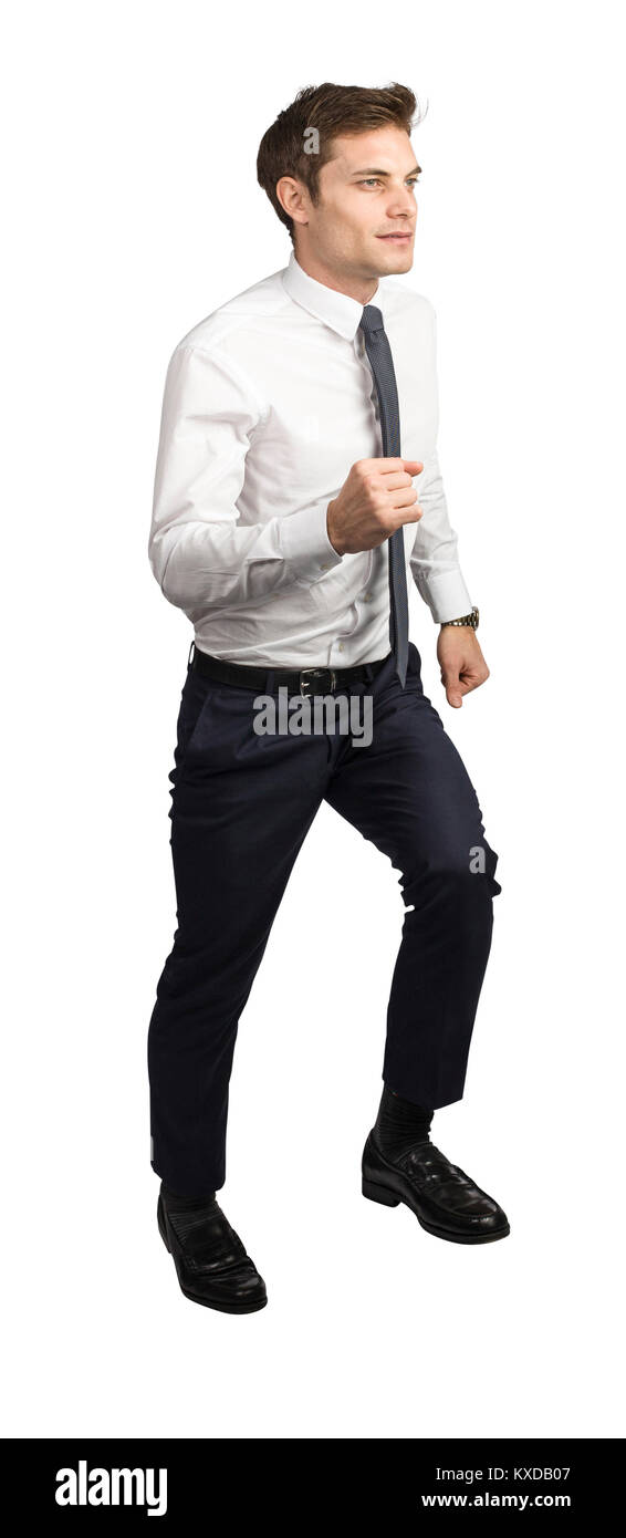 caucasian businessman step up isolated on white background Stock Photo ...