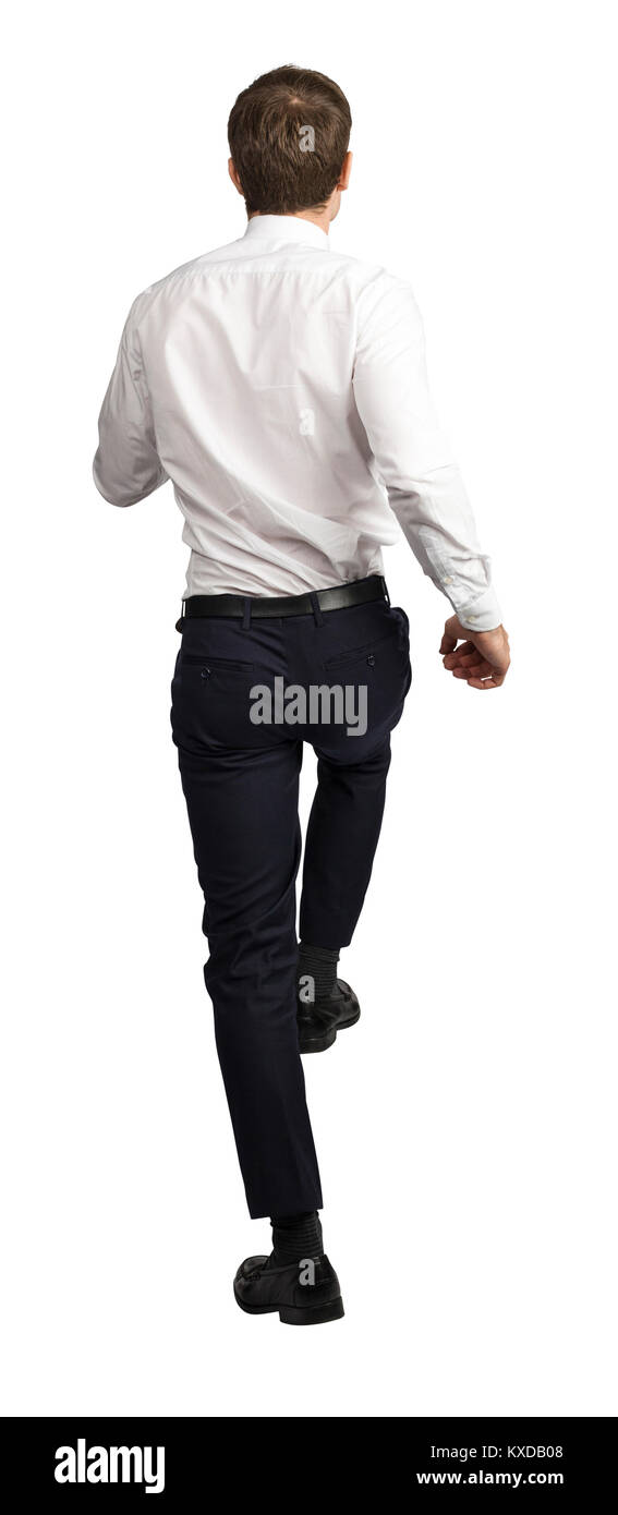 businessman move up back view isolated on white background Stock Photo ...