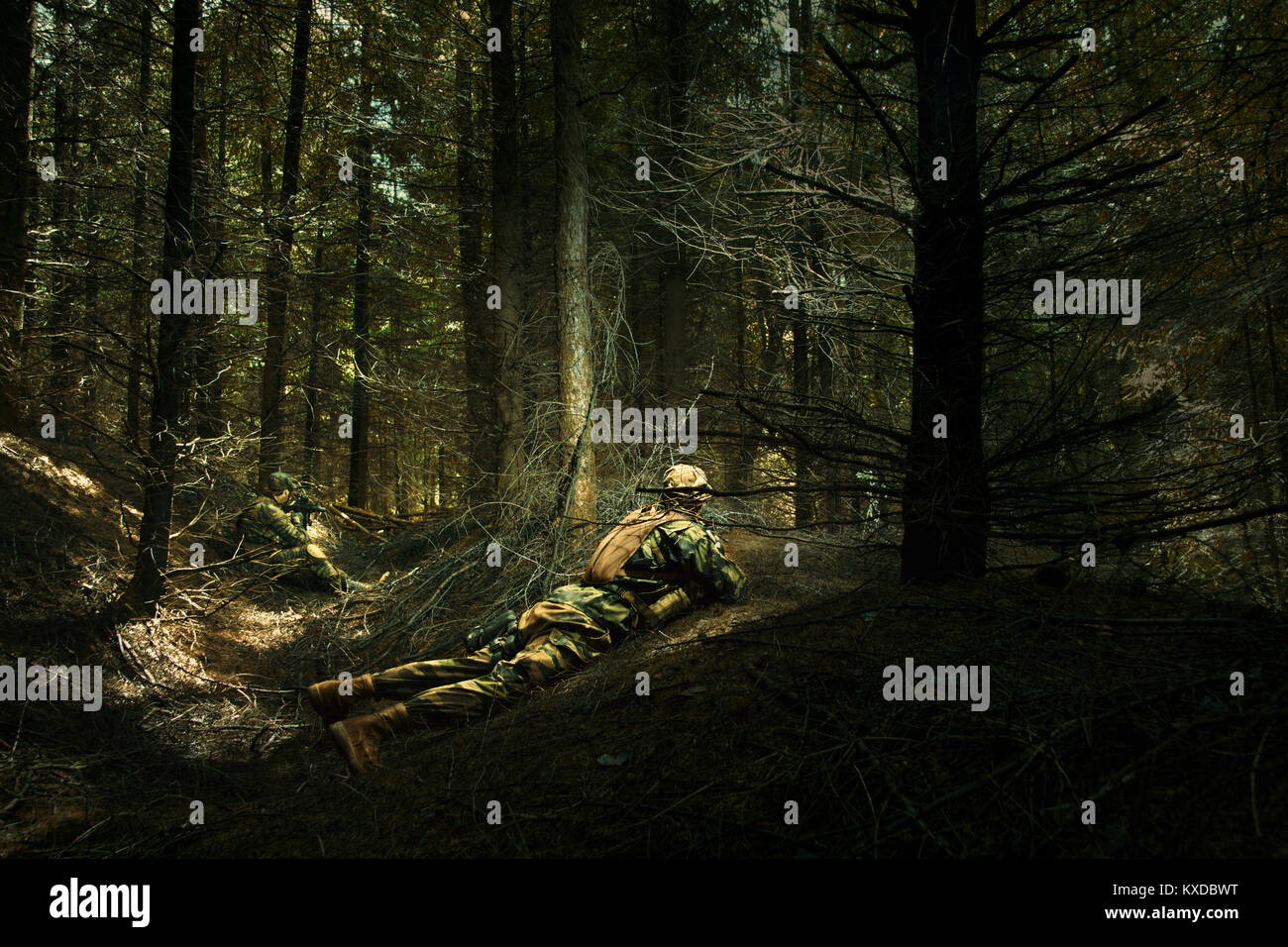 Airsoft gamers during combat in forest, Lazarevac, Serbia Stock Photo ...