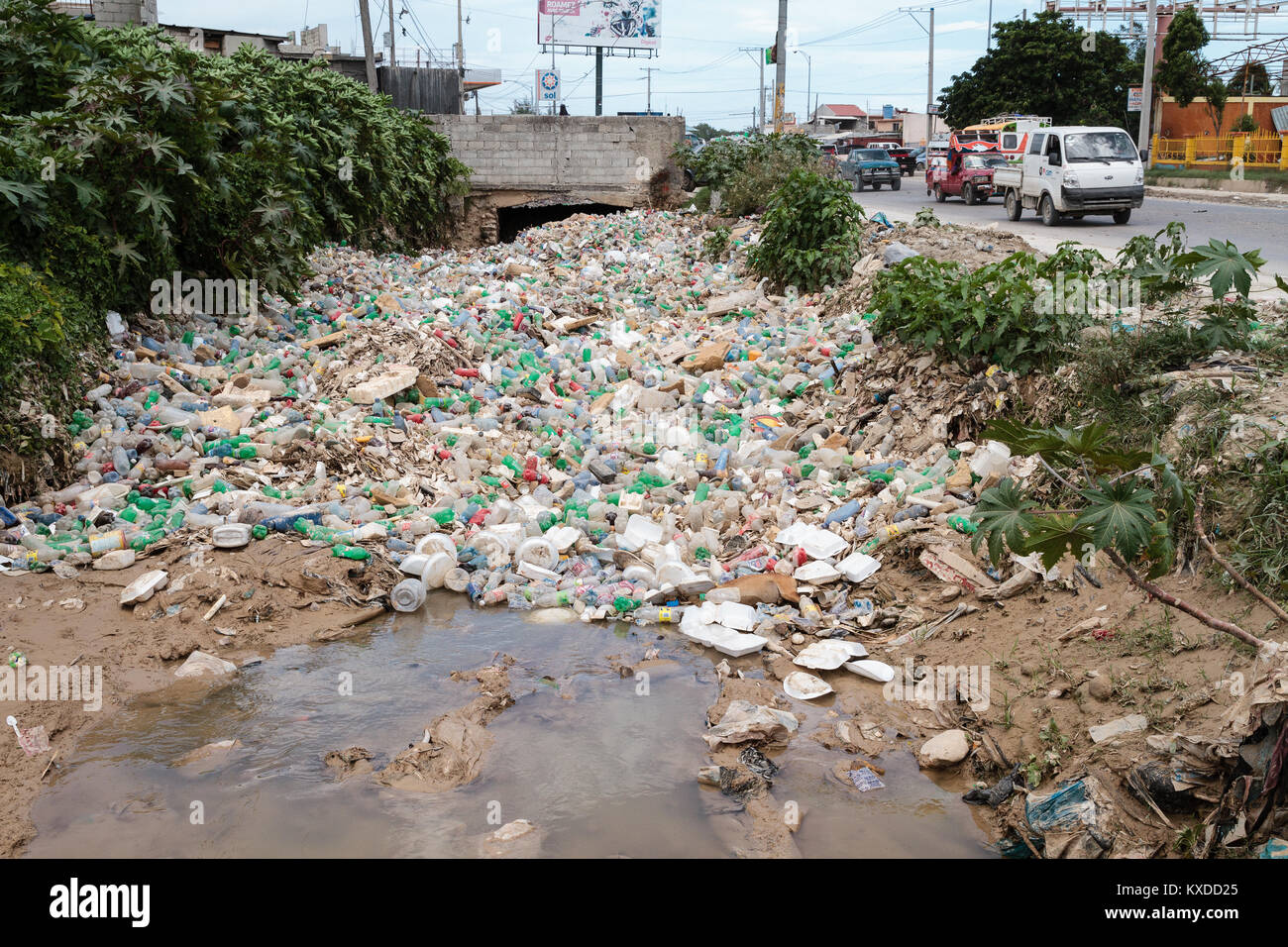 Plastic waste,plastic bottle,street garbage,Port-au-Prince,Ouest,Haiti ...