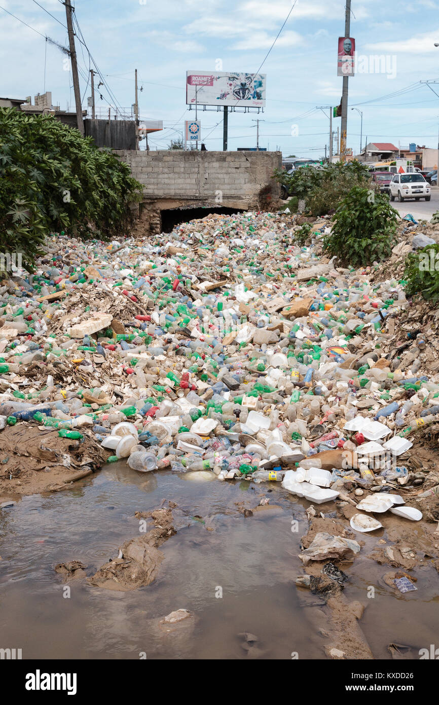 Plastic waste,plastic bottle,street garbage,Port-au-Prince,Ouest,Haiti ...