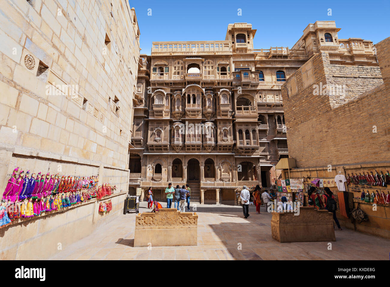 JAISALMER, INDIA - OCTOBER 14: The beautiful Patwon Ki Haveli palace ...