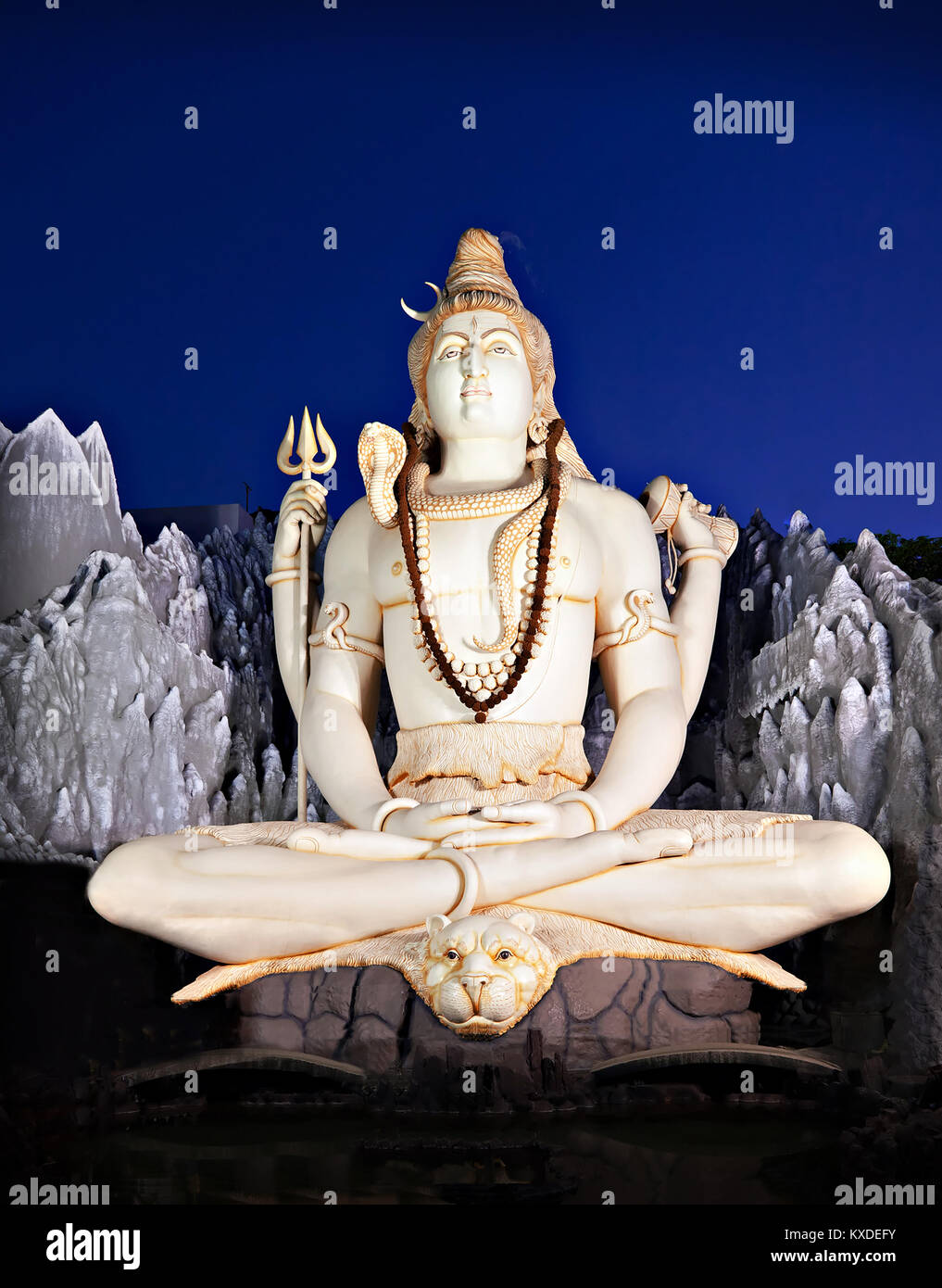BANGALORE, INDIA - MARCH 27: Big Lord Shiva statue sitting in lotus ...