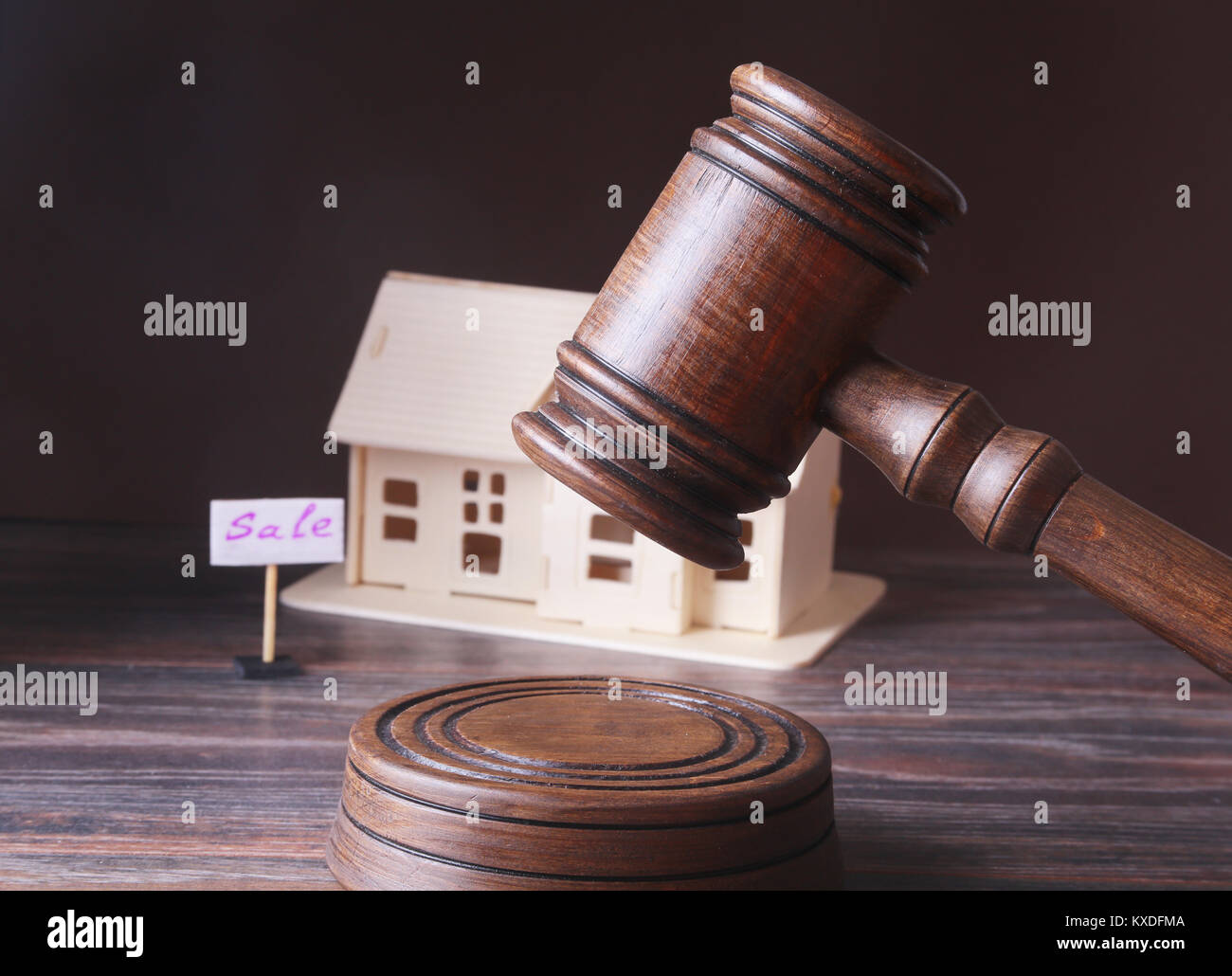 House for sale, auction hammer , symbol of authority and Miniature ...