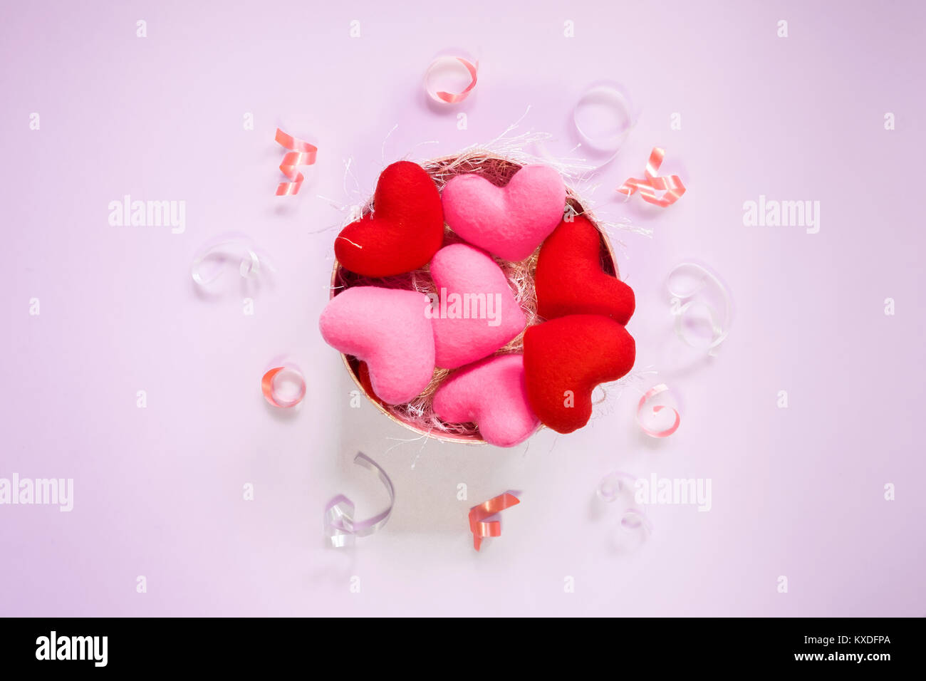 Top view of flat lay mockup with romantic decoration Romantic, St ...