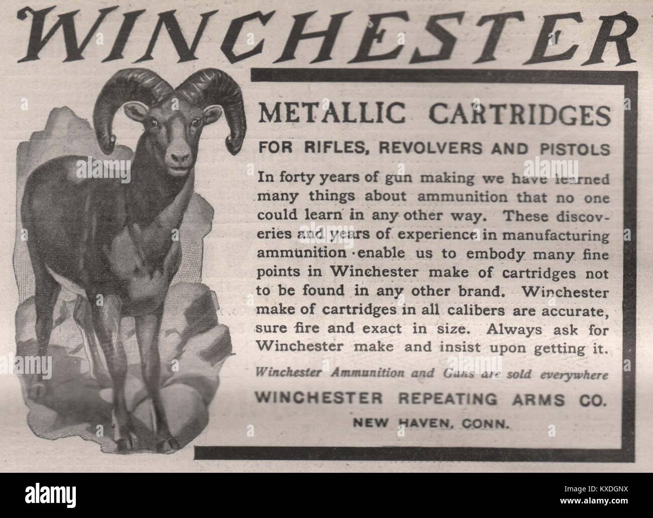 "Winchester metallic cartridges for rifles, revolvers and pistols ...