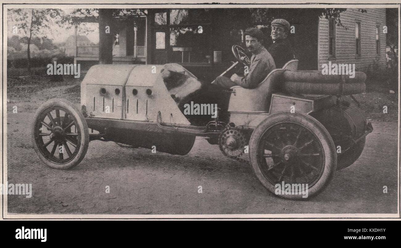 Lancia at the wheel of his 120-Horse-Power Fiat racer, which finished ...