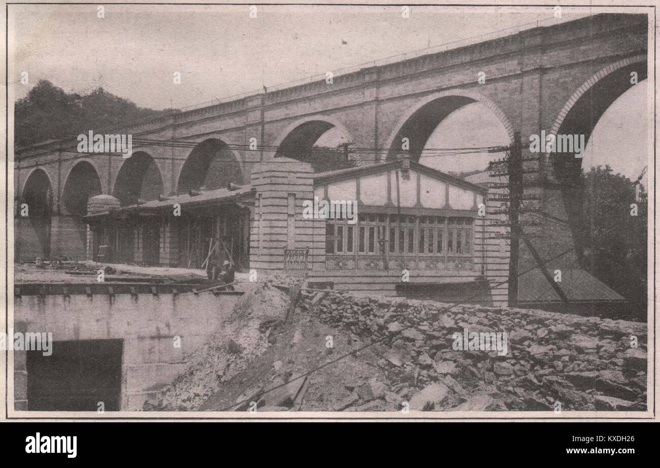The New Highbridge station; The tracks are built within the concrete ...