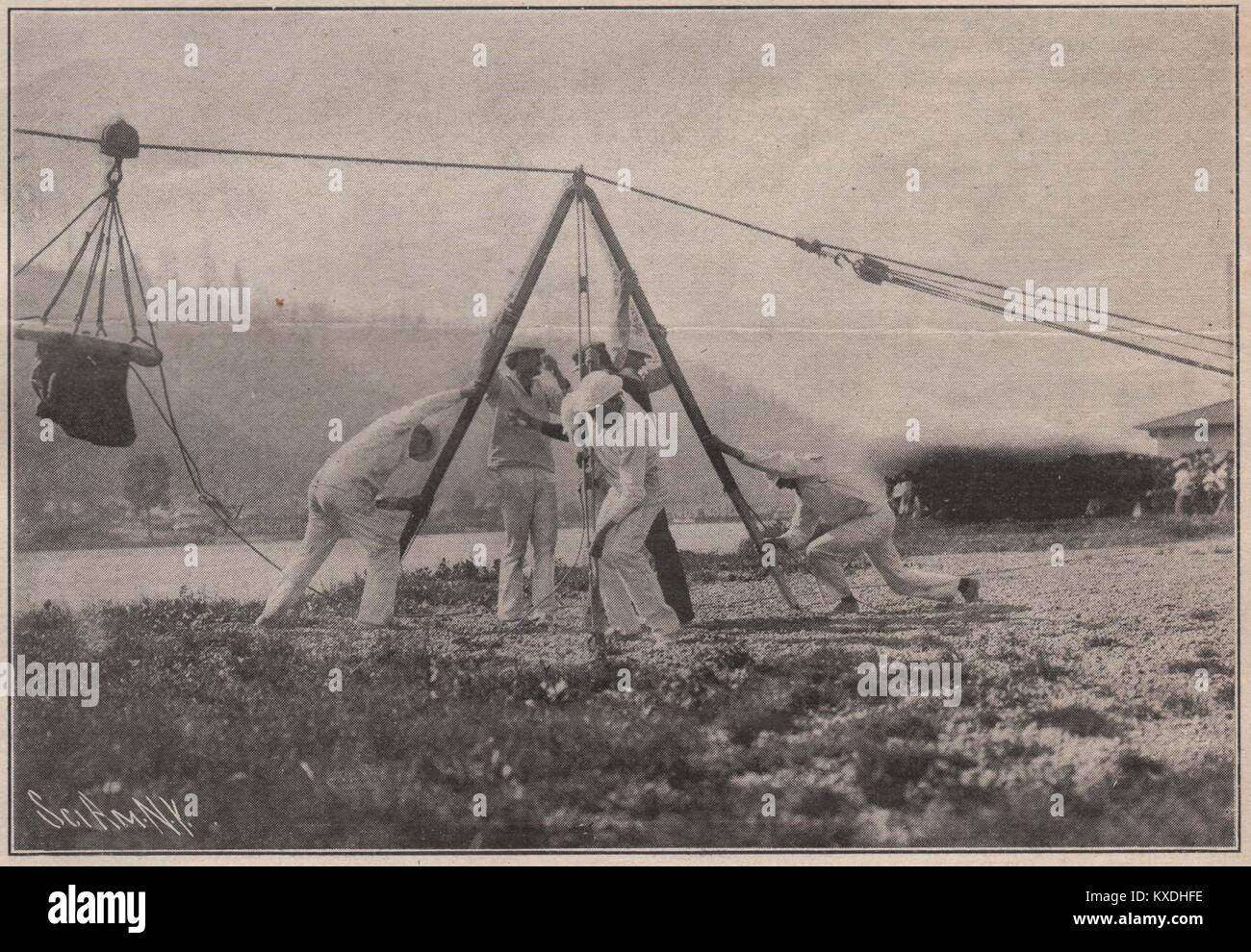 Rigging a Tripod for the Breeches Buoy Stock Photo - Alamy