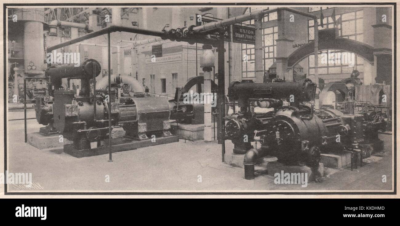 Two Horizontal compound Air Pumps in the Machinery Hall Stock Photo - Alamy