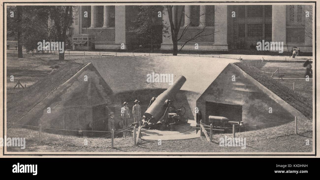 Twelve-inch Spring-Return Seacoast Mortar for High-Angle Fire, gun has ...