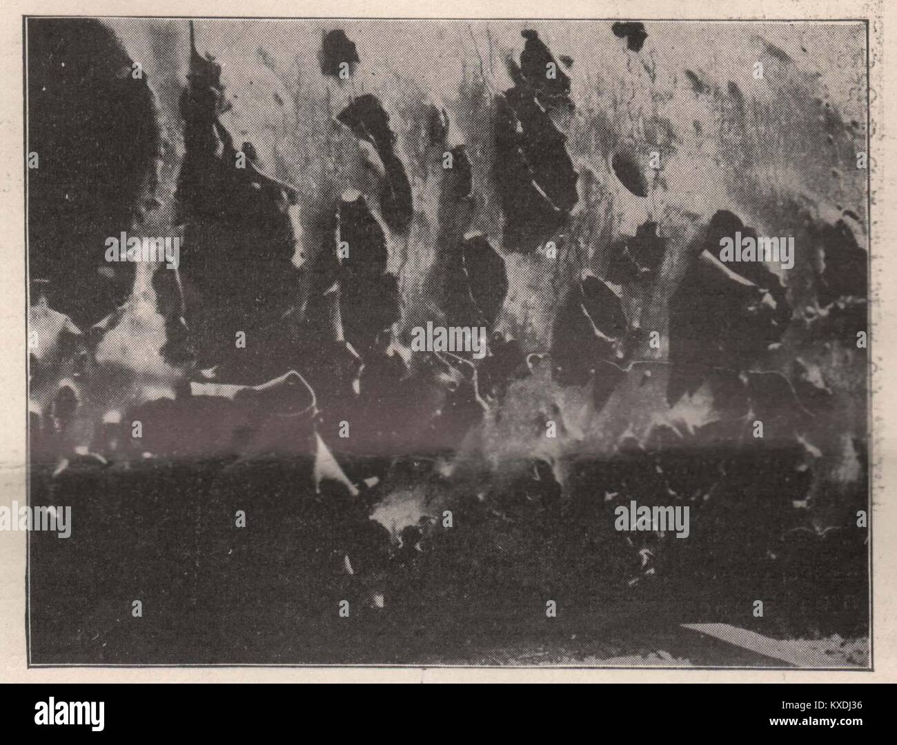 Smokestack Wrecked by shell fire. Effect of Fragments as They passed ...