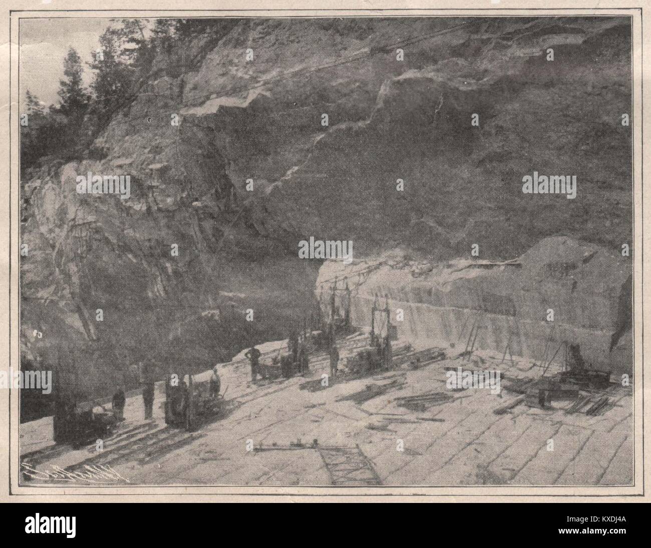Quarry at Proctor with Gang of Electric Channeling Machines Stock Photo ...