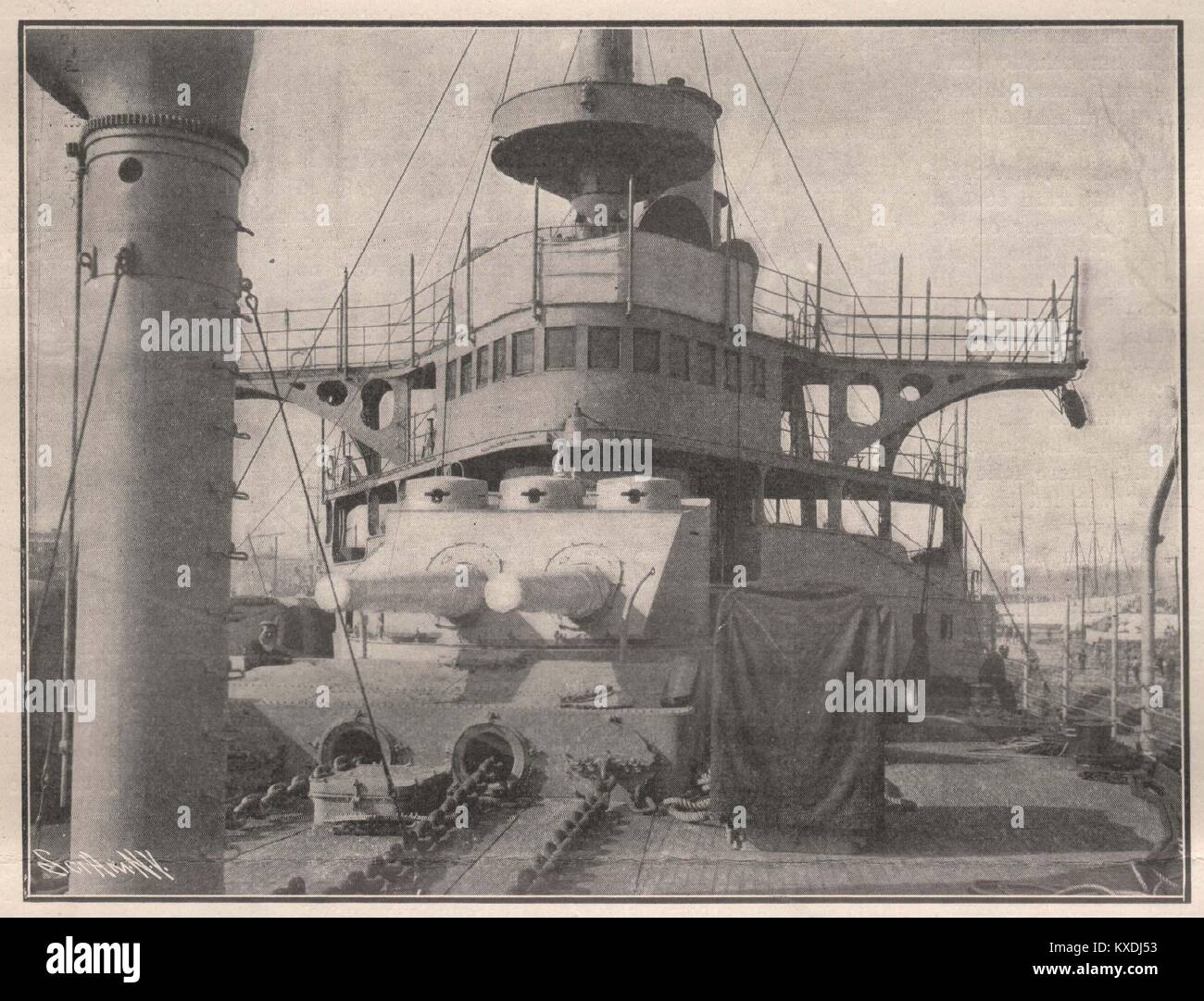 View Looking aft from Bow of "Colorado," Showing Bridge and Forward ...