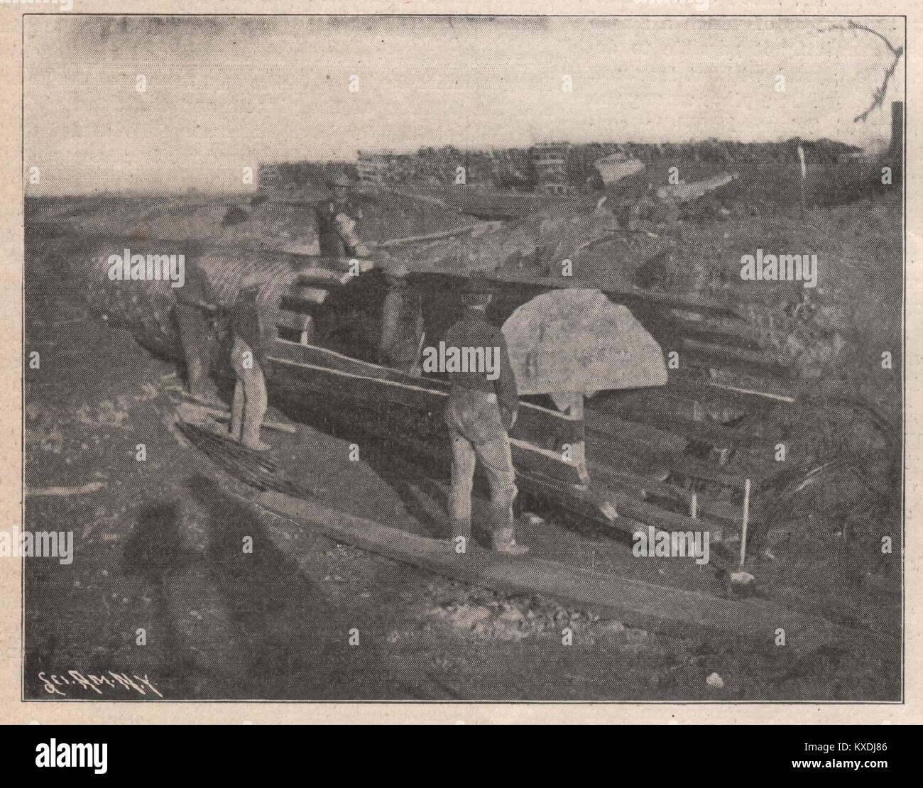 Laying a Redwood Stave Water Pipe Stock Photo - Alamy