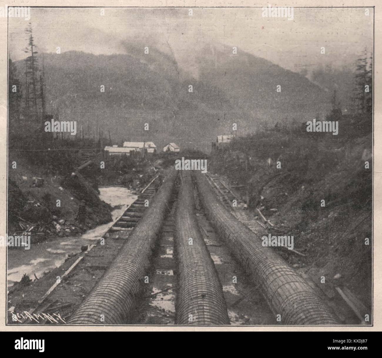 Three 54-inch Redwood Stave Pipes Used for Power Purposes Stock Photo ...