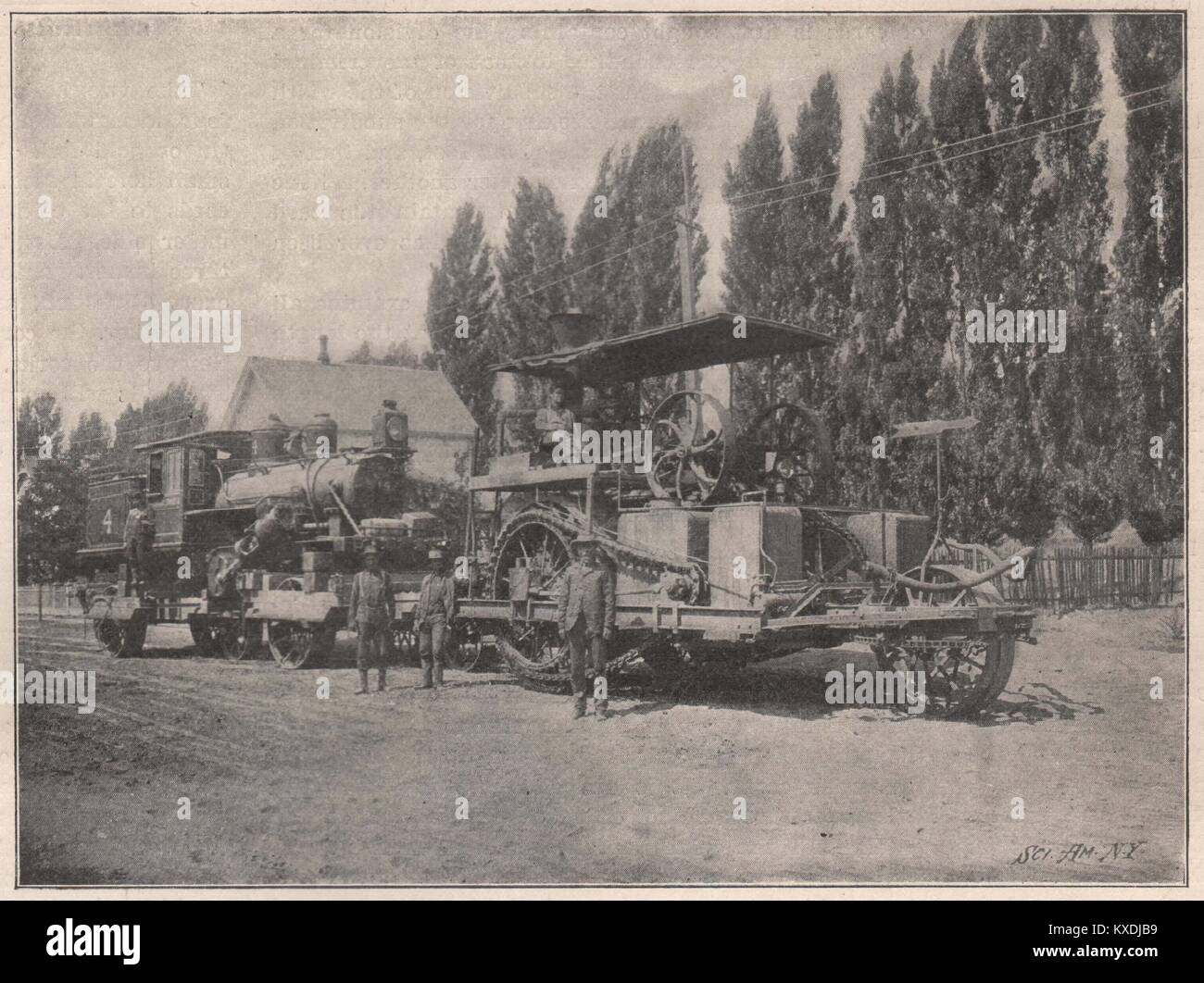The Tractor Hauling a Locomotive Stock Photo - Alamy