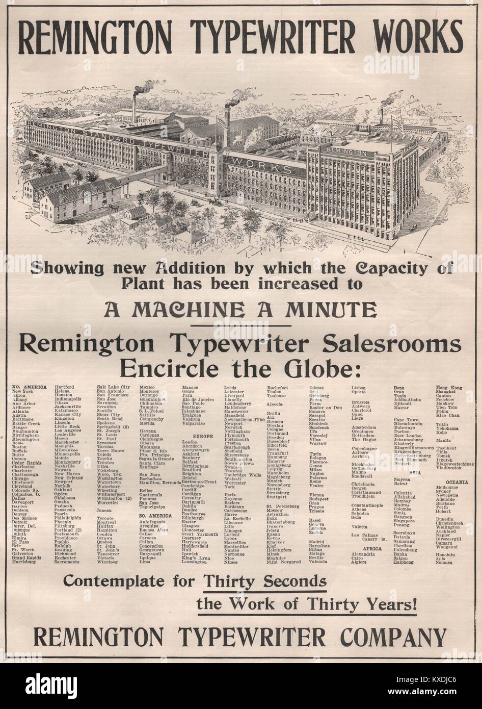 Remington Typewriter Works, Remington Typewriter Salesrooms Encircle ...