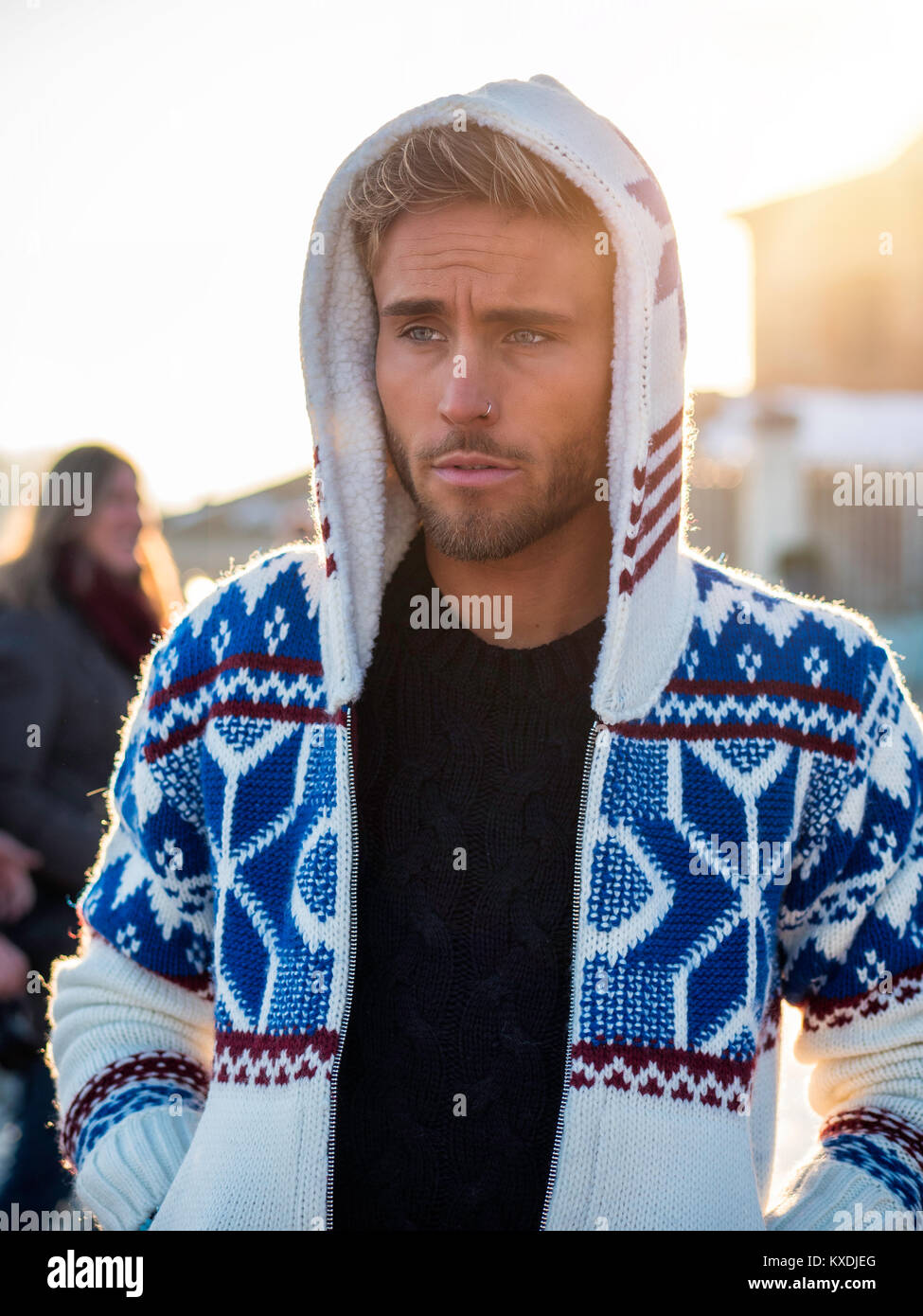 Handsome young man outdoor in winter fashion Stock Photo - Alamy