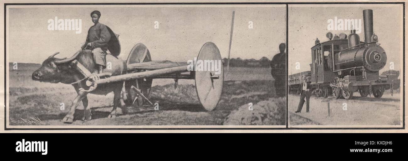 A Primitive Chinese Method of Hauling Sugar Cane; A New York Elevated ...