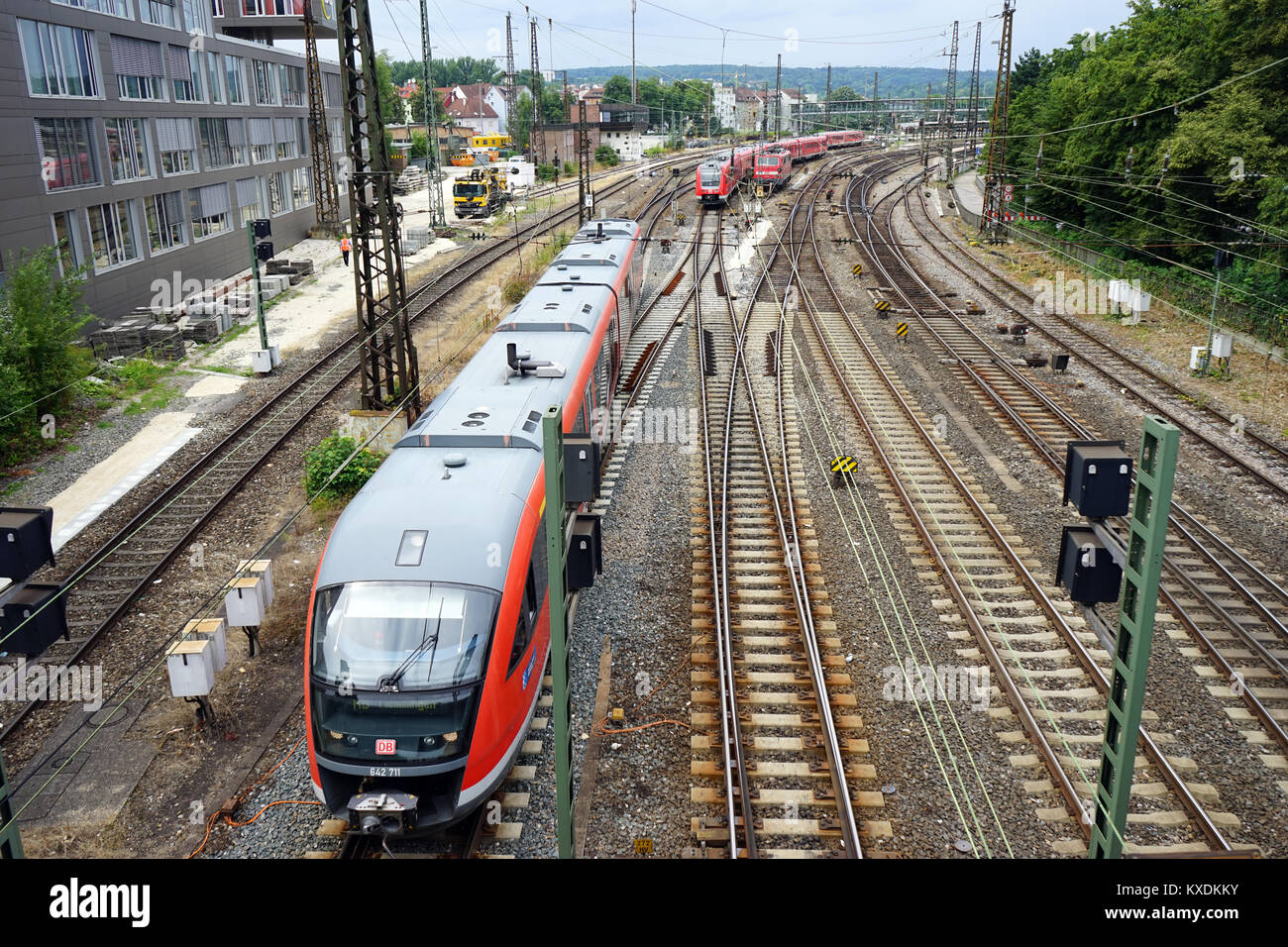 ULM, GERMANY - CIRCA AUGst 2016 Railway station with train Stock Photo ...