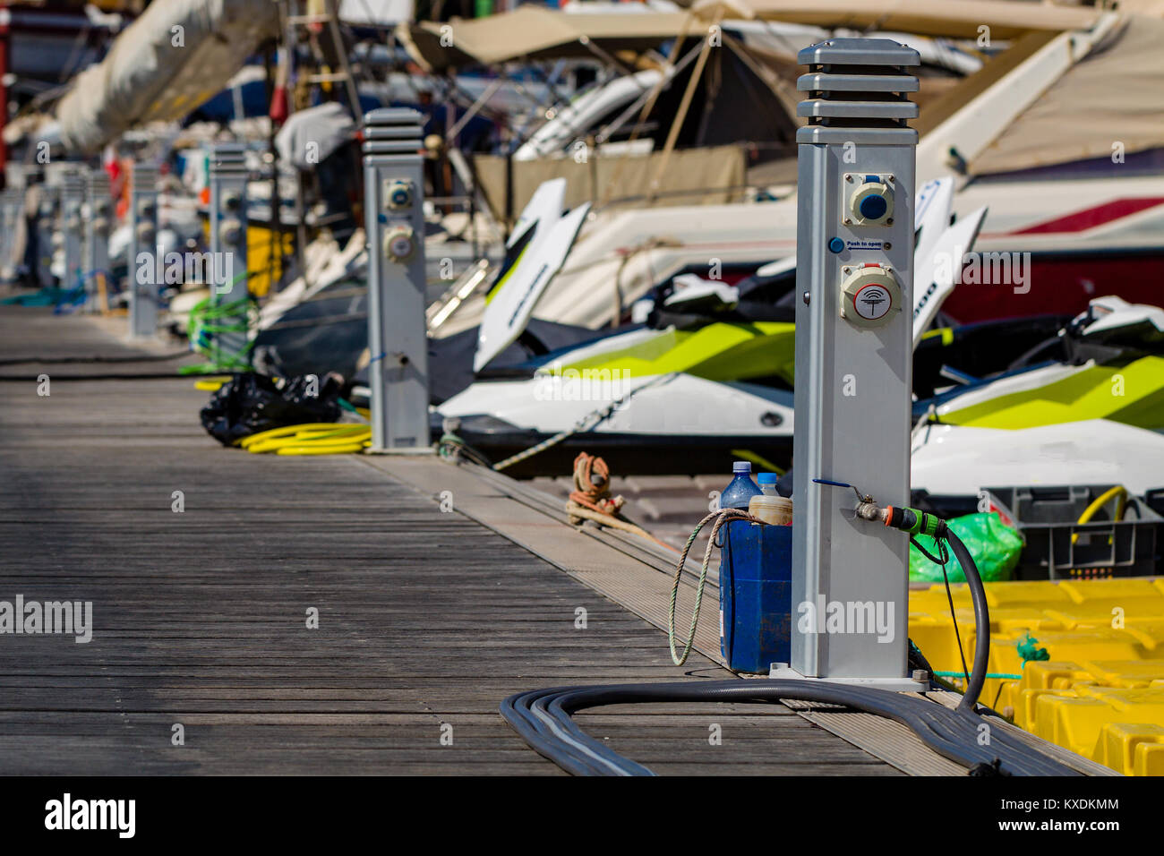 Wooden port bridge with chargers to yachts in Puerto De Mogan on Gran ...