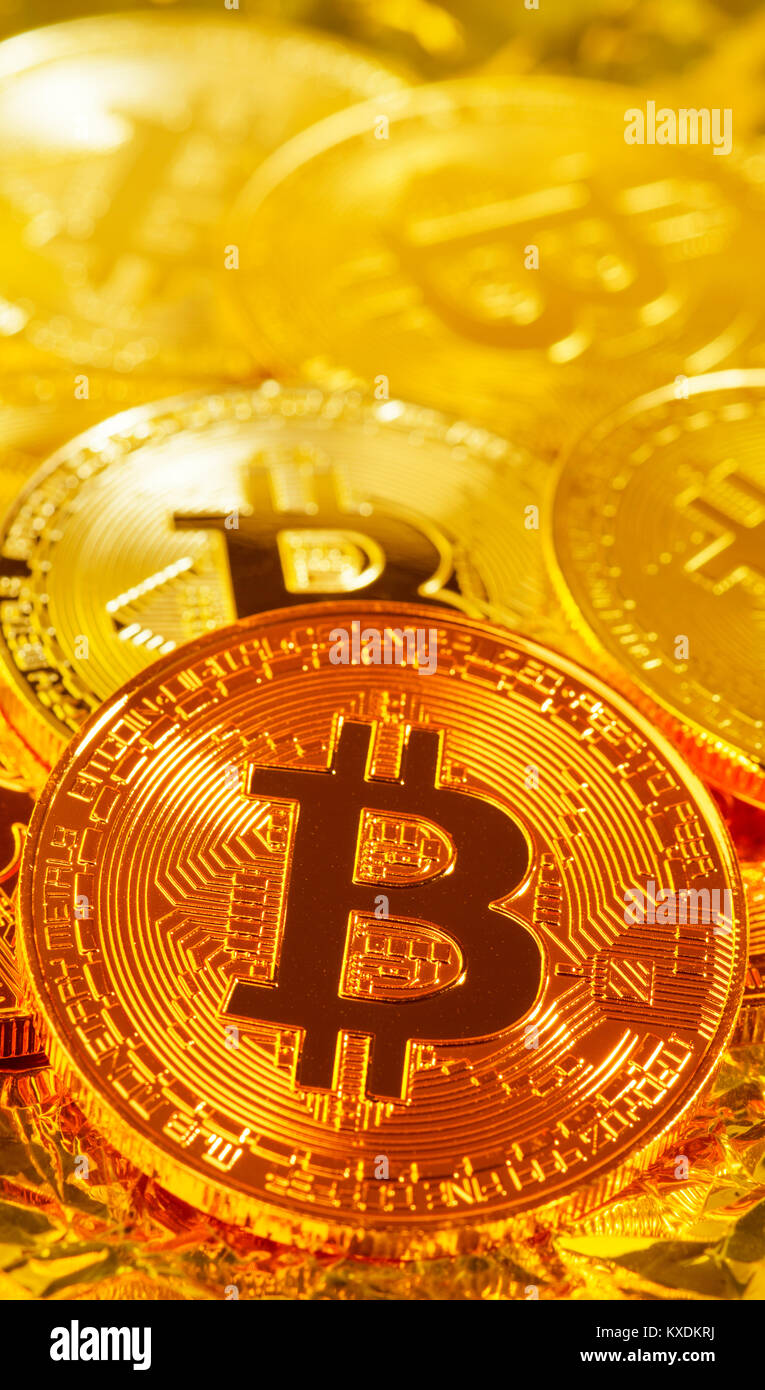 Symbol image digital currency, physical coins Bitcoin Stock Photo - Alamy