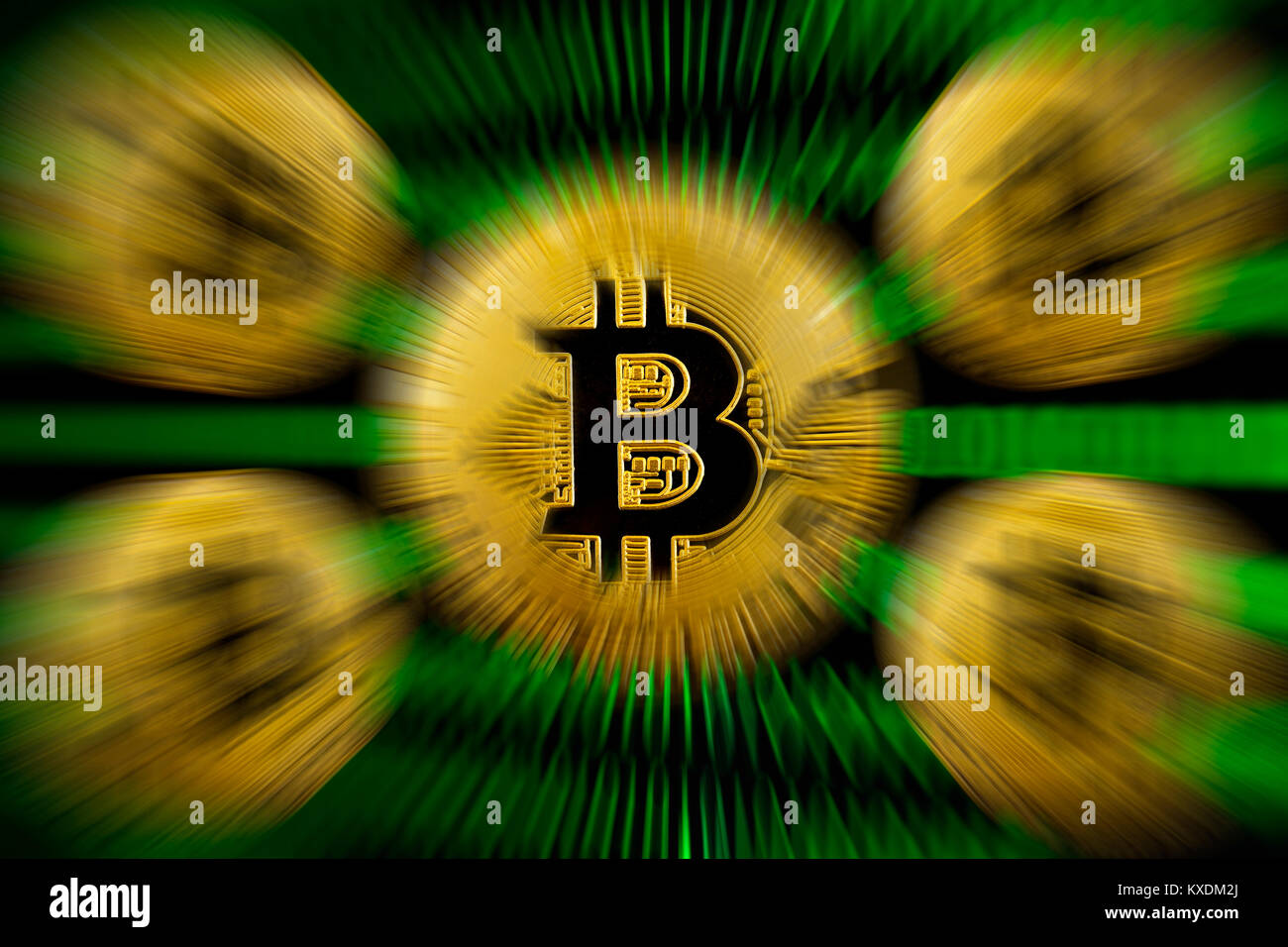 Symbol image digital currency, gold physical coins Bitcoin Stock Photo - Alamy
