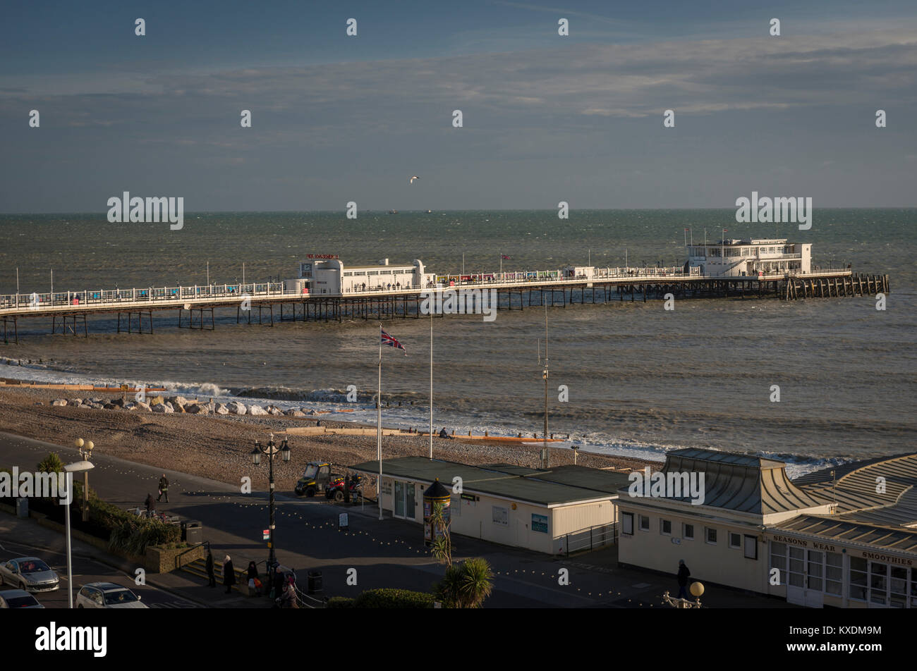 Worthing pier from the seafront multi-storey car park, West Sussex, UK ...